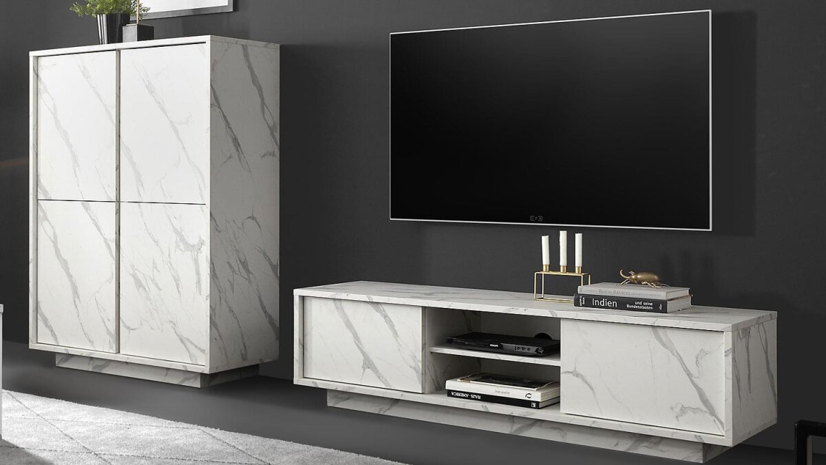 Tv Wand Marmor Optik