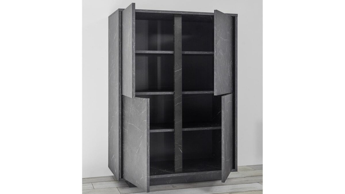 Highboard CARRARA Marmor-Optik anthrazit Wohnzimmer