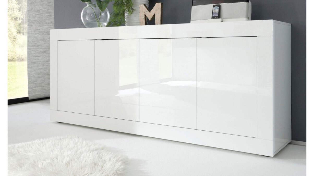 Sideboard BASIC weiB Hochglanz lack Kommode 207 cm