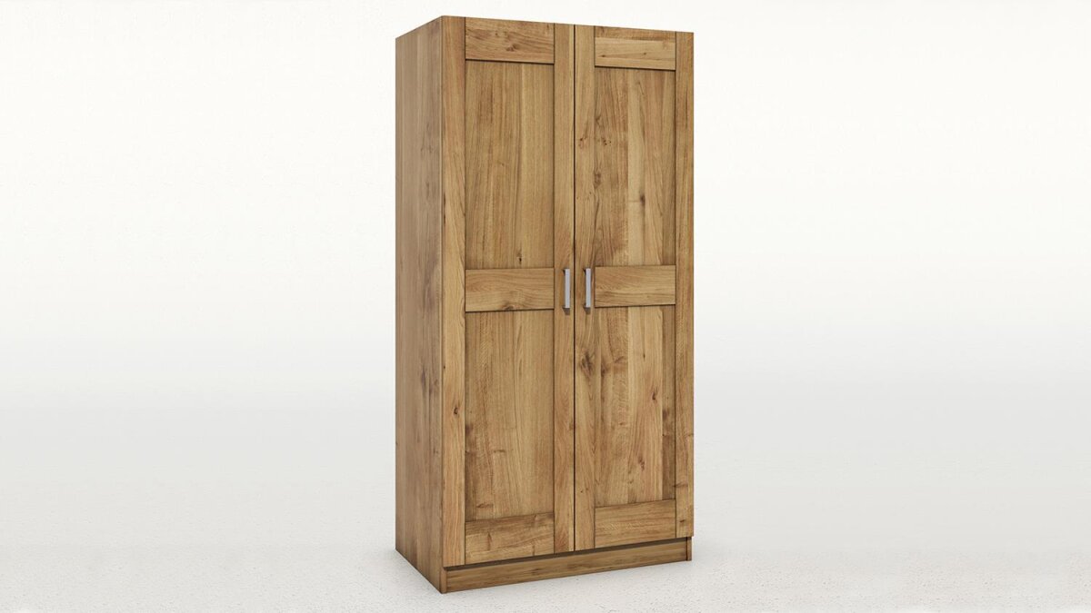 Kleiderschrank TONI 2 Schrank in Wildeiche teilmassiv 102 cm