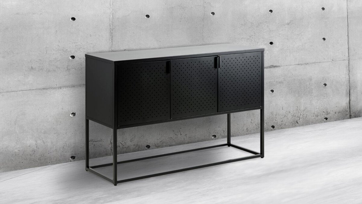 Sideboard NEWTON Metall schwarz Spind-Look Industrial Style