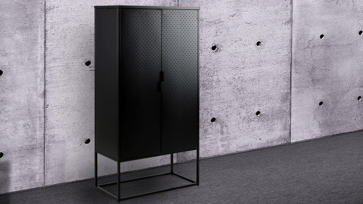 Highboard NEWTON Metall schwarz Spind-Look Industrial Style