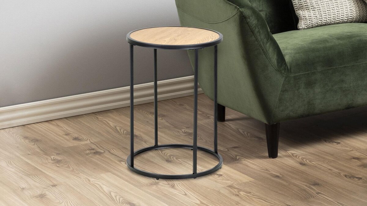 Beistelltisch SEAFORD Ø 40 cm Wildeiche-Look Metall rund
