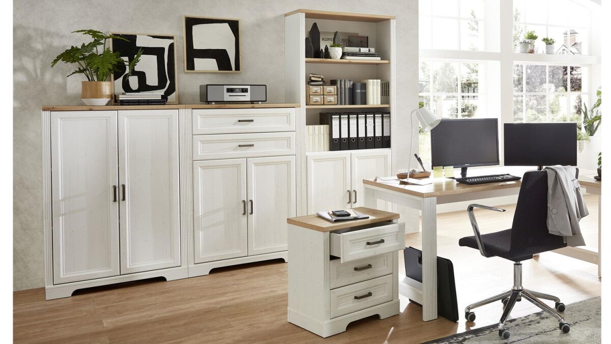 Arbeitszimmer-Set JASMIN 5-teilig Pinie hell weiß Artisan Eiche